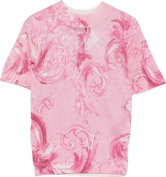 Versace Jeans Couture Femme, Pulls, Rose, Taille: 38 FR T-shirt en maille de viscose imprim&eacute;e