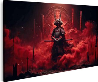 Islandburner Prime Bild auf Leinwand Mystischer Unheimlicher Samurai im roten Nebel des Krieges Bilder Wandbilder Poster