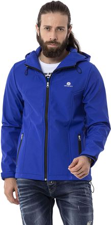 Cipo & Baxx Herren Mantel CJ285 Saxeblau - Stylische Winterjacke im modernen Design mit warmem Innenfutter, abnehmbarer Kapuze und funktionalen Details f&uuml;r kalte 