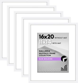 Americanflat Bilderrahmen, 41 x 51 cm, mit poliertem Plexiglas - 5er-Set, 28 x 36 cm Rahmen mit Passepartout oder 41 x 51 cm Fotos ohne Passepartout, Galleria Koll