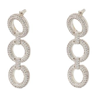 Self Portrait Crystal Link Earrings - Silver