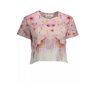 Desigual Schickes Rosa besticktes Baumwoll-T-Shirt - - Tops - Damen - Mehrfarbig - L