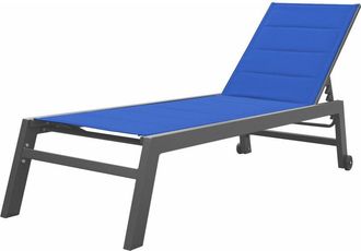 Happy Garden Happy Garden - Bain de soleil barbados en textil&egrave;ne bleu fonc&eacute; - aluminium anthracite