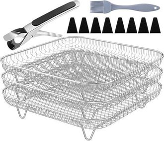 Generico Grille de cuisson pour friteuse &agrave; air | Grille de bacon de 20,3 cm | Panier de s&eacute;chage empilable en acier inoxydable anti-adh&eacute;sif pour la cuisine, le 