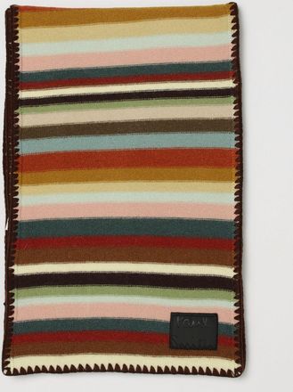 Paul Smith Mehrfarbig gestreifter Schal aus Merinowolle mit appliziertem Logo