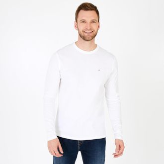 Eden Park T-shirt Blanc Col Rond &Agrave; Manches Longues Old Ref Pp