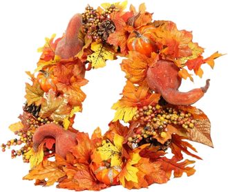 Generic Herbstlicher Türkranz Für Die Vordertür - 50,8 cm Großer Thanksgiving-Türkranz Für Die Tür | Künstliches Willkommensschild Für Thanksgiving, Halloween