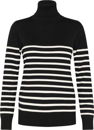 Saint Tropez Femme, Pulls, Noir, Taille: 36 FR Pull à Col Roulé Rayé Noir