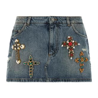 Dolce & Gabbana Denim Miniskirt mit Stickerei - - Skirts - Damen - Blau - L