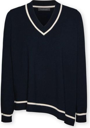 Elena Miro Femme, Pulls, Bleu, Taille: 48 FR Asymmetric Viscose Blend Top