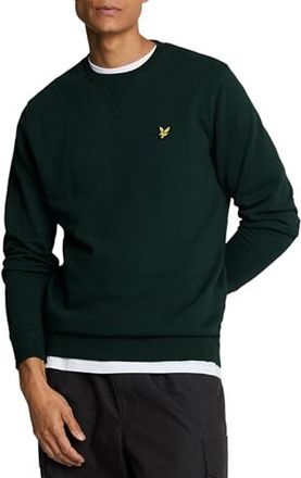 Lyle & Scott Hommes Sweat-Shirt Délavé Col Ras du Cou Vert Foncé XL