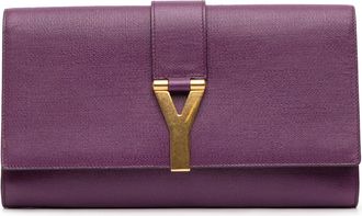 Saint Laurent Clutches - Textured Leather Chyc Ligne Clutch - Gr. unisize - in Orange - f&uuml;r Damen