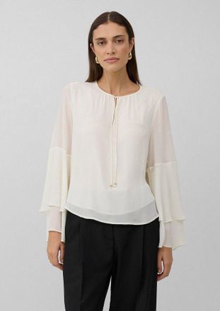 s.Oliver Langarmbluse Bluse Tunika-Bluse mit flie&szlig;enden Volant-&Auml;rmeln