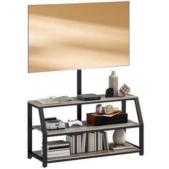 HOMCOM TV-M&ouml;bel mit Halterung f&uuml;r Fernseher bis zu 72 Zoll, 110 cm TV-M&ouml;bel mit 2 offenen Regalen und Metallrahmen, TV-Bank f&uuml;r Wohnzimmer, Schlafzimmer, gra