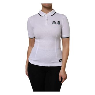 Dolce & Gabbana Femme, Tops, Blanc, Taille: 34 FR Polo &agrave; Manches Courtes et Col