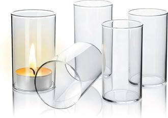 BESPORTBLE Glaszylinder Ohne Boden 7cm Durchmesser: 4 St&uuml;cke Windlicht Glas Ohne Boden Kerzenhalter Windlicht Glaszylinder Ersatzglas ohne Boden Offenes f&uuml;r Kerz