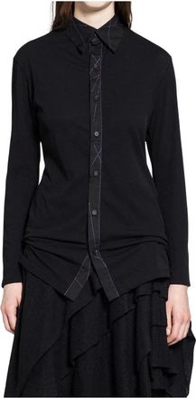 Yohji Yamamoto Femme, Blouses et Chemises, Noir, Taille: 38 FR Color Stitched Blouse A