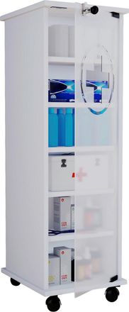 MID.YOU Mid.you Medizinschrank VCM Nilasu, Wei&szlig;, Holzwerkstoff, 5 F&auml;cher, 31x98x35 cm, Badezimmer, Badezimmerschr&auml;nke, Medizinschr&auml;nke