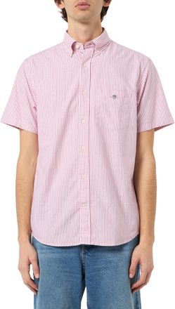 GANT Herren REG Classic Oxford Stripe SS Shirt Hemd, Ruby RED, M