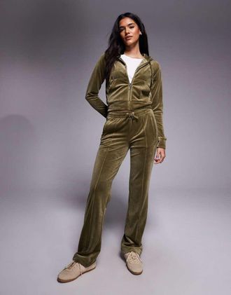 Juicy Couture Jogginghose in Khaki mit Strass-Logo, Kombiteil-Gr&uuml;n