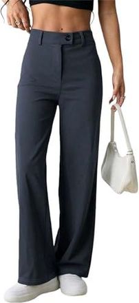 Generic Pantalon habill&eacute; taille haute large et droit pour femme - Pantalon extensible et d&eacute;contract&eacute; - Pantalon daffaires de travail - Pantalon de bureau 2026