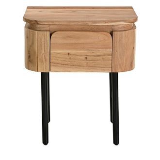 Miliboo Miliboo - Table de chevet en bois massif et métal noir avec tiroir L45 cm napoli