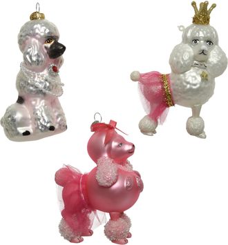 Kaemingk Christbaumschmuck Glas 13cm - Pudel Hund Figur zum Aufh&auml;ngen - 1 St&uuml;ck sortiert - mundgeblasen - Weihnachtsbaum Anh&auml;nger f&uuml;r Weihnachten - Christbauma