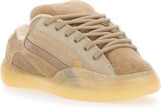 ERL Quad Vamp Leather Sneakers - Beige