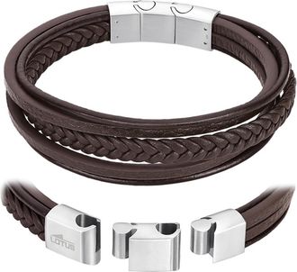 Lotus Armband für Herren aus Edelstahl und Leder in der Farbe Silber und Braun, Länge: 22 cm, LS2051-2/1