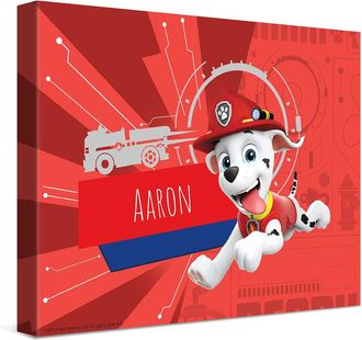 Picanova PAW Patrol Marshall Leinwandbilder - 40x30cm - Leinwand Premium - Personalisierte Wandbilder - Kinder-Geschenk Leinwanddruck - PAW Patrol Kollektion