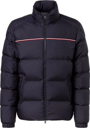 Moncler Kurze Navy Daunenjacke mit Tricolor-Detail - - Jackets - Herren - Blau - M