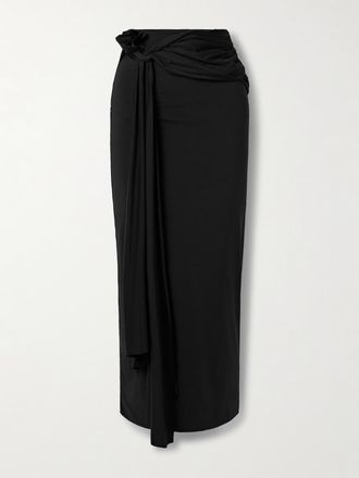 Maygel Coronel Jupe Effet Portefeuille En Jersey Stretch &Agrave; Appliqu&eacute; Crisol - Noir