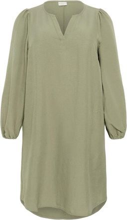 Kaffe Curve Femme, Robes, Vert, Taille: 52 FR Robe Simple Unie avec Col en V