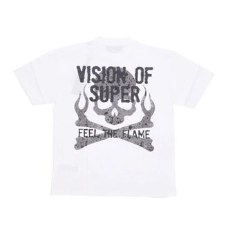 Vision Of Super Wei&szlig;e Milit&auml;r-T-Shirt mit Sch&auml;del Kurzarm - - Tops - Herren - Wei&szlig; - L