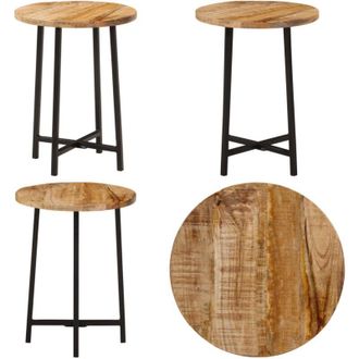 vidaXL Couchtisch 35x35x45 cm Massivholz Mango und Eisen - Holz Couchtisch - Mangoholz Couchtisch - Esszimmertisch - Wohnzimmerschmuck - Side Table - Home &