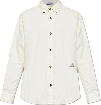 Stone Island Homme, Chemises, Beige, Taille: XL Chemise avec logo brod&eacute;