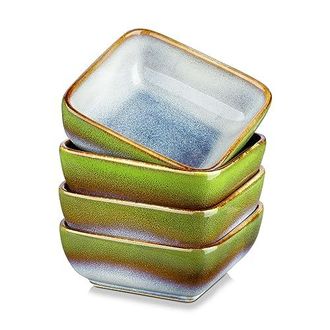 VANCASSO Lot de 4 bols à sauce carrés en grès Motif étoile