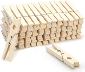 Zeno Zeno W&auml;scheklammern Holz - 50 St&uuml;ck Holzw&auml;scheklammern 7,5 cm mit rostfreiem Federstahl, robuste Holzklammern f&uuml;r W&auml;sche, Aufh&auml;ngen, Basteln & DIY