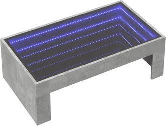 Generic Couchtisch mit Infinity-LED, Beistelltisch, Wohnzimmertisch, Kaffeetisch, Stubentisch, Sofatisch Modern für Wohnzimmer/Büro(Grau Sonoma 70x50x30 cm) (