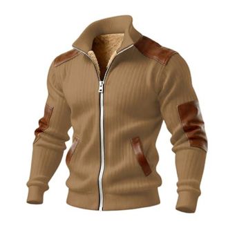 Generic Veste polaire vintage pour homme - Veste de pilote doubl&eacute;e chaude - Veste dhiver chaude - Veste de travail chaude - Col rabattu - Manteau polaire Sher