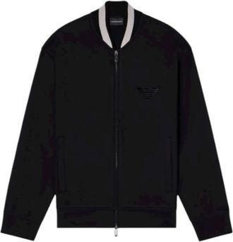 Emporio Armani Homme, Vestes, Noir, Taille: XL Velvet Logo Patch SweaT-shirt