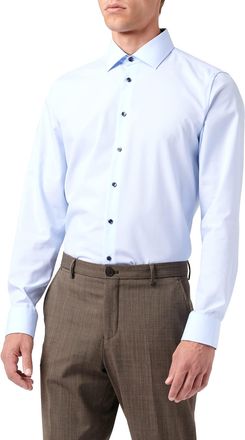 Seidensticker Herren Slim Bügelfrei Kent Patch Businesshemd, Blau (Hellblau ), 37