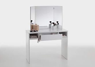 FMD Möbel 939-001E Schminki 1 Schminktisch, spanplatte, weiß edelglanz, maße 136.0 x 100.0 x 41.4 cm (BHT)