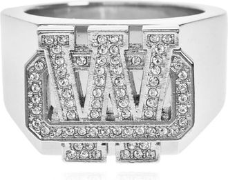 Off-white Homme, Accessoires, Gris, Taille: 60 MM Bague Fl&egrave;che Orn&eacute;e de Strass
