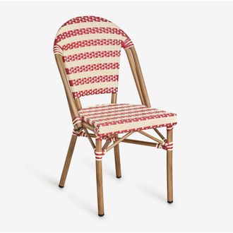 Sklum Sklum - 4er-Pack stapelbare Esszimmerst&uuml;hle Brielle Bistro aus Aluminium Rot Bordeaux - Creme-Beige