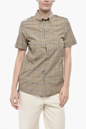 Burberry Tartan Cotton Shirt with Button-Down Collar size 42