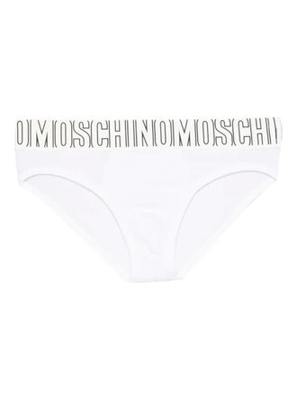 Moschino slip &agrave; taille logo - Blanc