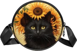 Generic Petit sac &agrave; bandouli&egrave;re rond pour femme, petit sac &agrave; bandouli&egrave;re avec fermeture &eacute;clair et bretelles r&eacute;glables style d&eacute;contract&eacute; pour femmes et filles