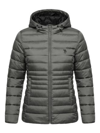 U.S.Polo Association Damen Steppjacke - leicht, mit Kapuze & Logo