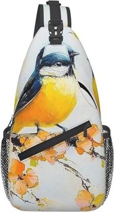 Generic Sac &agrave; dos &agrave; bandouli&egrave;re motif citron, oiseaux et fleurs, sac &agrave; dos de voyage, sac &agrave; dos &agrave; bandouli&egrave;re pour homme, sac &agrave; dos de randonn&eacute;e